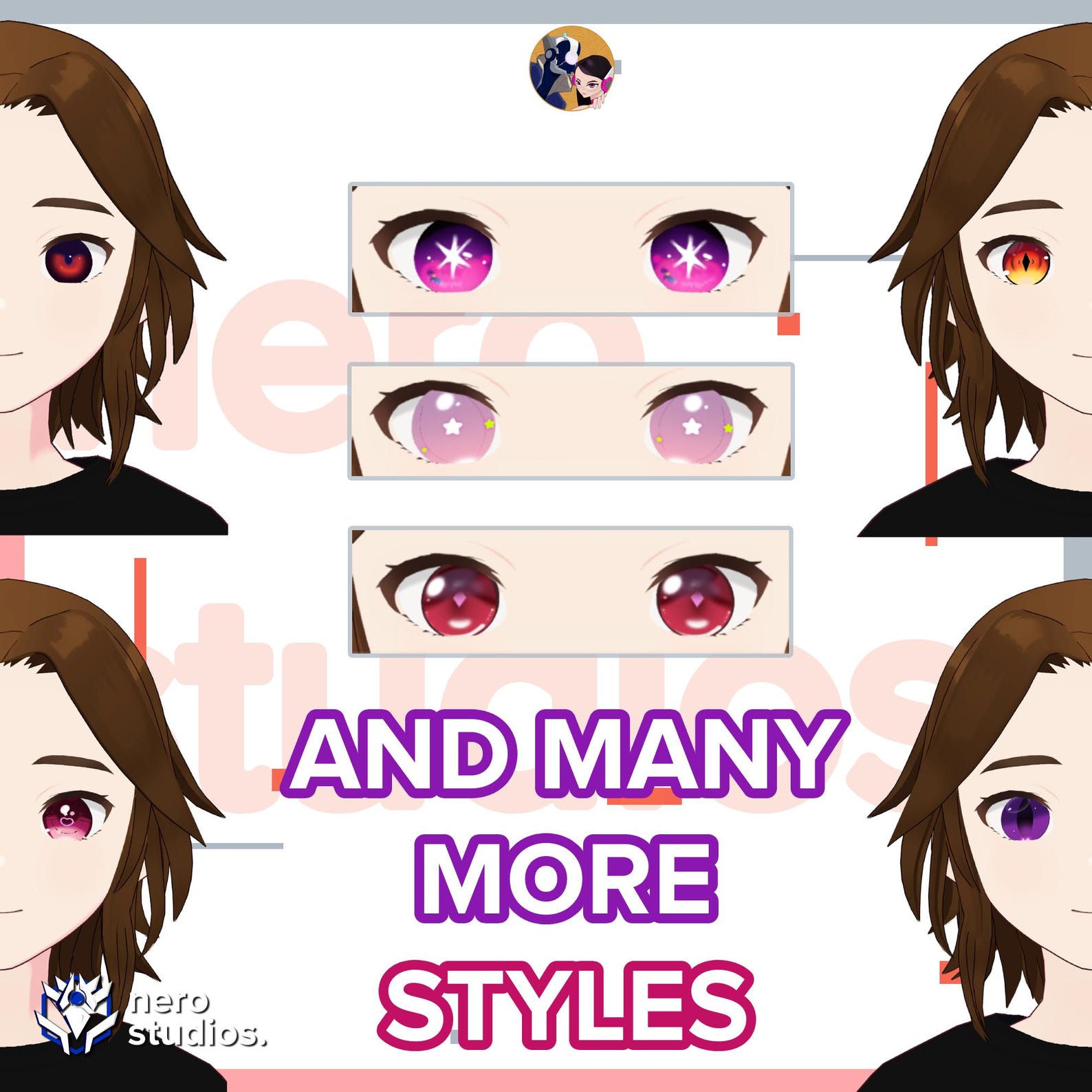 Vroid Eyes Set! EYE TEXTURE SET for Vtuber (34 Vroid Studio Eyes Texture Variations)/ Vroid Eyes ...