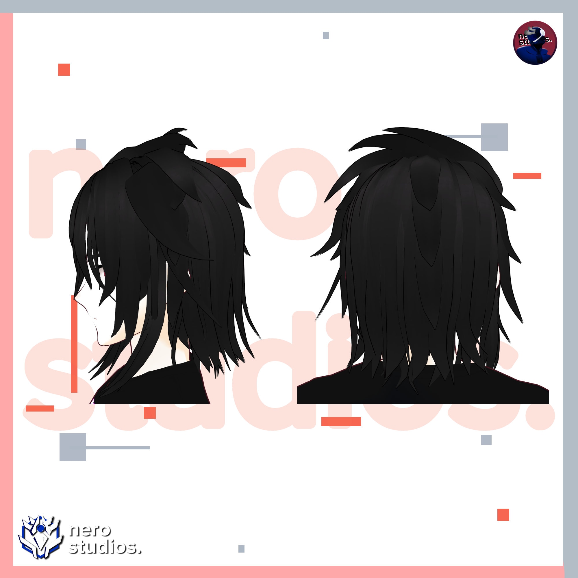 5 Vroid Hairstyles Set 1 vroid Files, Vroid Hair Presets, Vtuber ...