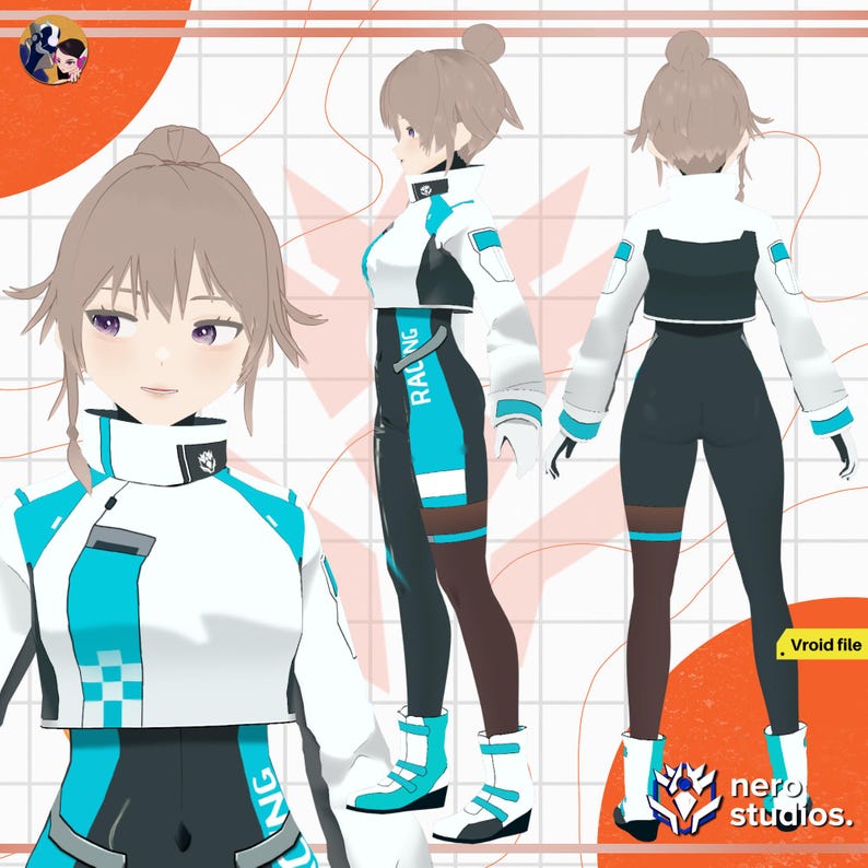 4 Vroid Models, Vtuber Model Rigging, Tech Sportswear Clothes Assets ...