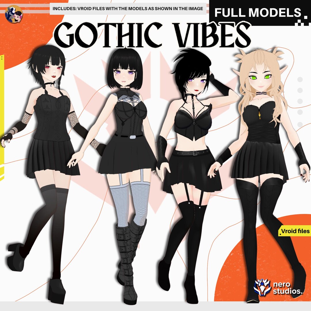 Gothic Vtuber Model, Vampires Vroid Set, Vroid Model, Vroid Clothes ...