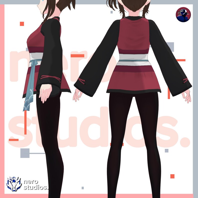 4 Japanese Vroid Clothing Textures PNG Color Variations/ Vroid Clothes ...