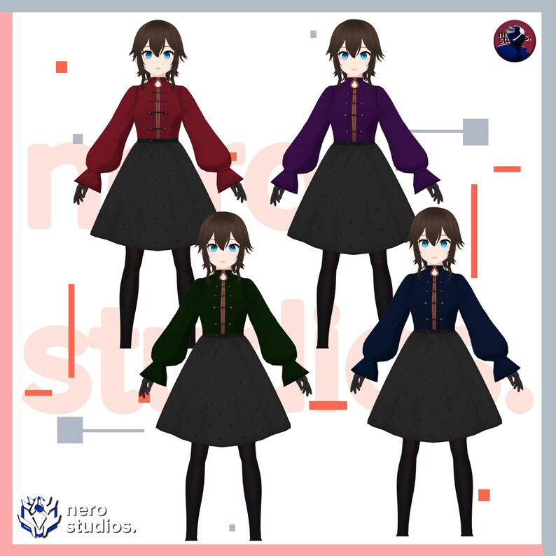 4 Japanese Vroid Clothing Textures PNG Color Variations/ Vroid Clothes ...