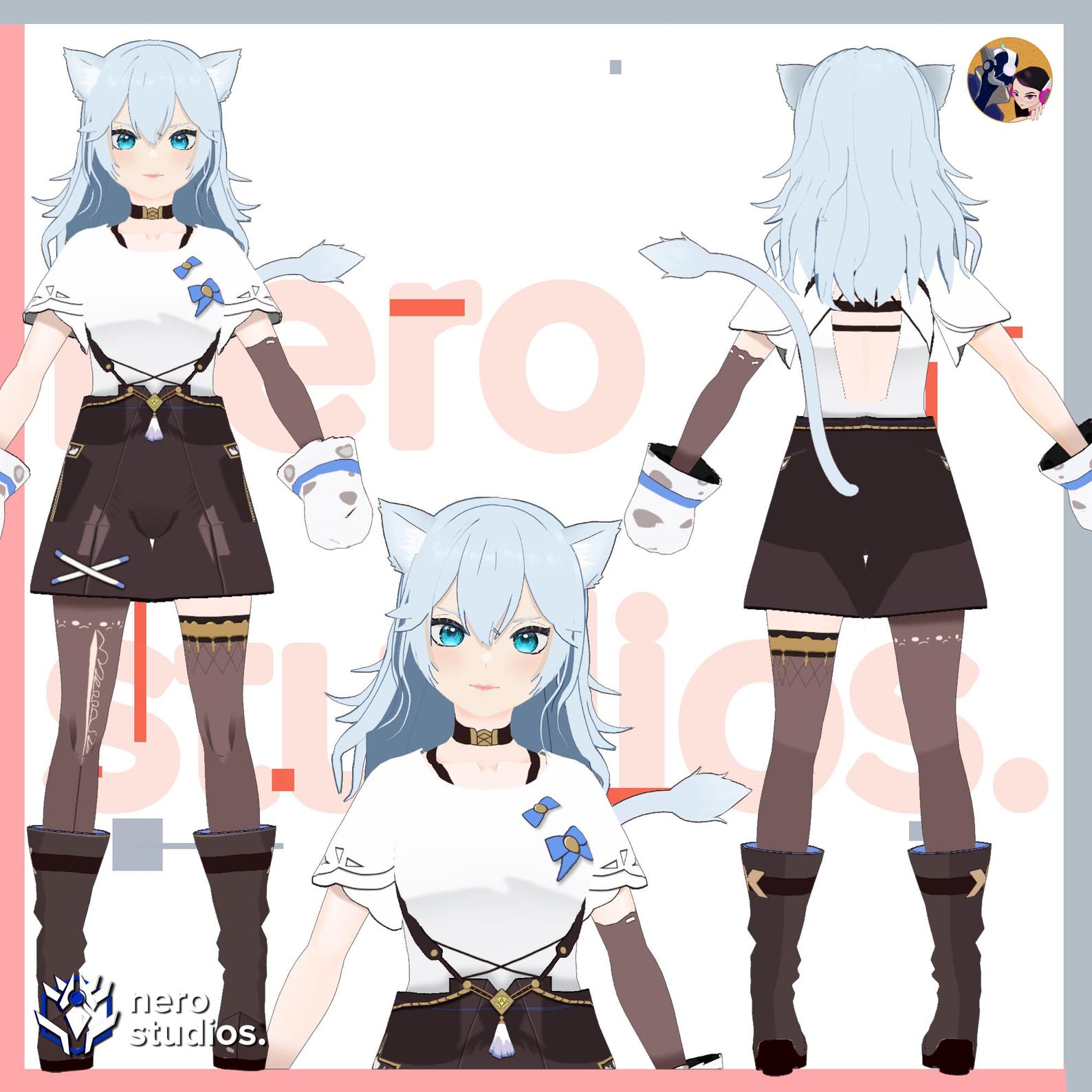 Vroid Cat Girls Vtuber Models Set | Anime Nekomimi | Vroid Rigged Full ...