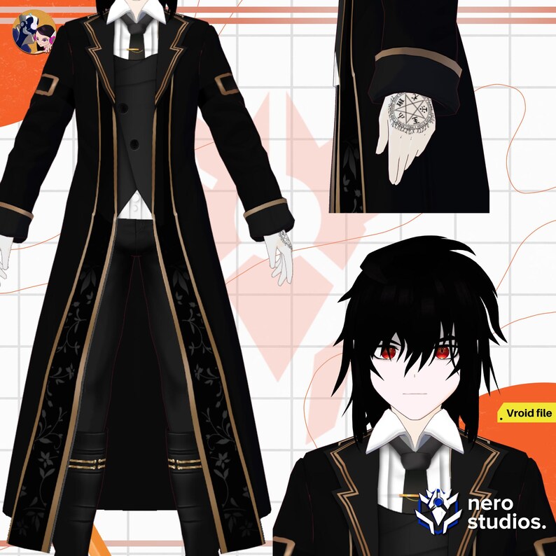 Vtuber Gothic Outfit, Vroid Model, Vtuber Vampire, Vtuber Vampire Demon ...