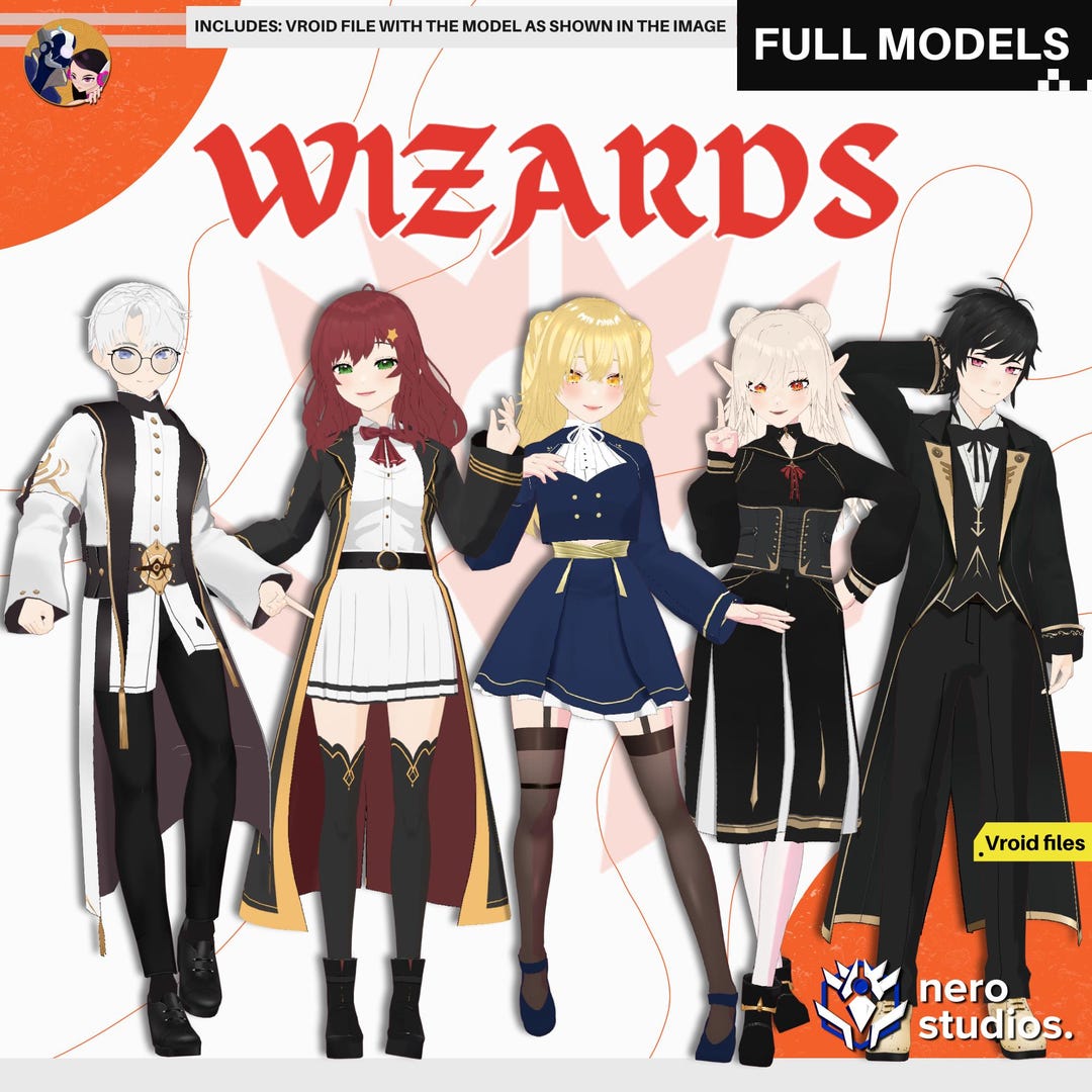 Halloween Vroid Wizard Vtuber Models Bundle | Magic Anime Fantasy ...