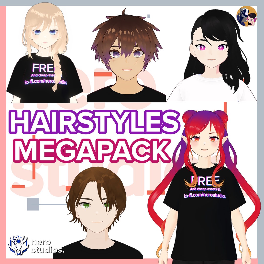 5 Vroid Hairstyles Megapack 2 5 Vroid Files / Vtuber Hairstyles / Vroid ...
