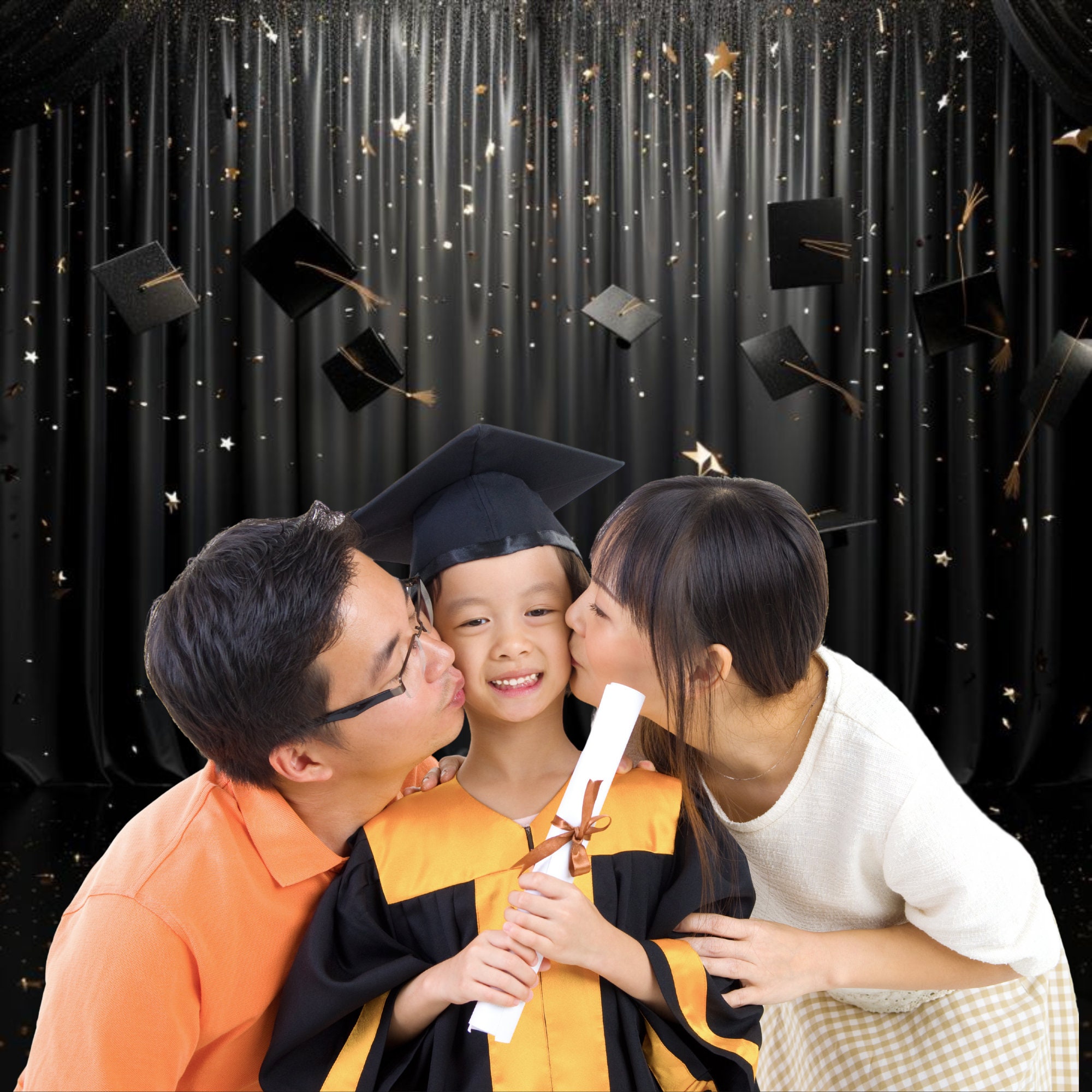 Graduation Studio Photo Graduation Black and Gold Back Ground Ceremony ...