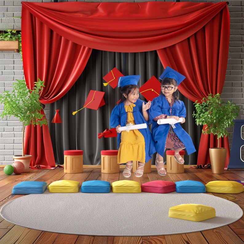 Graduation Studio Red Backdrop Background Digital Child Photo Shoot ...