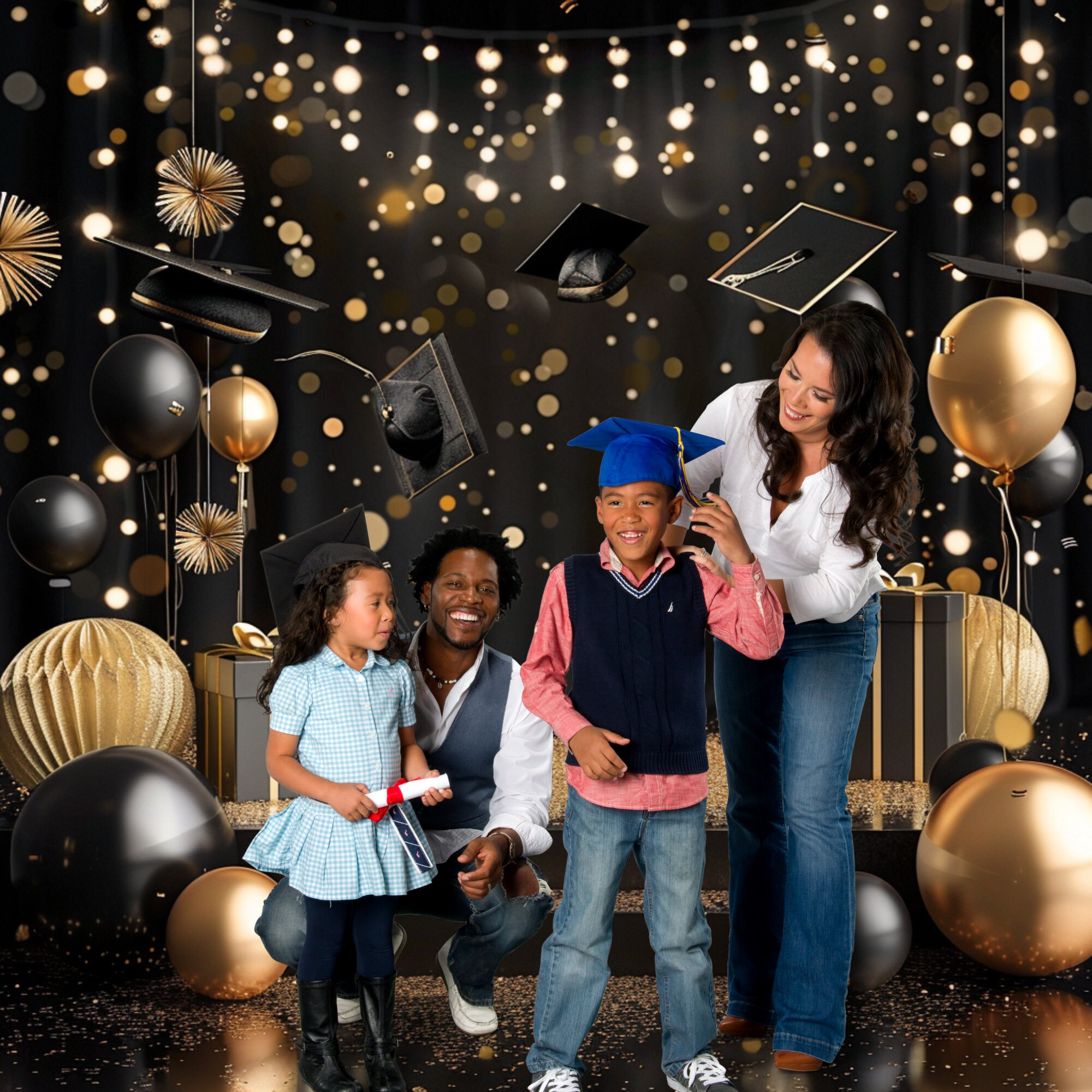 Graduation Studio Photo Graduation Black and Gold Back Ground Ceremony ...