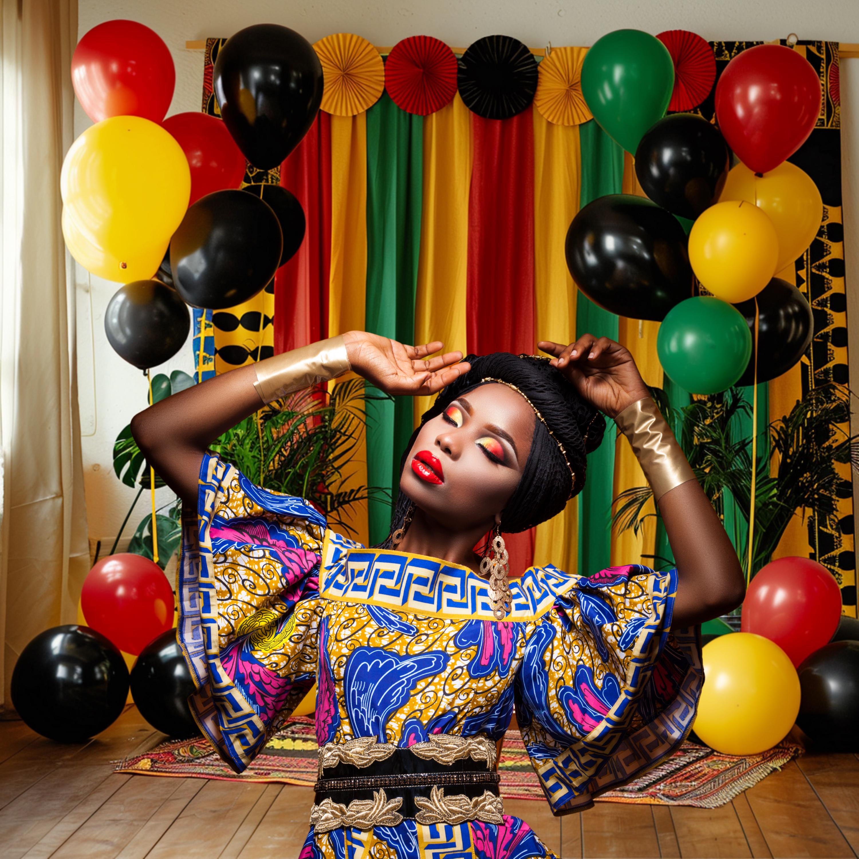 African Heritage Party Backdrop | Juneteenth Red Green Yellow Balloon ...