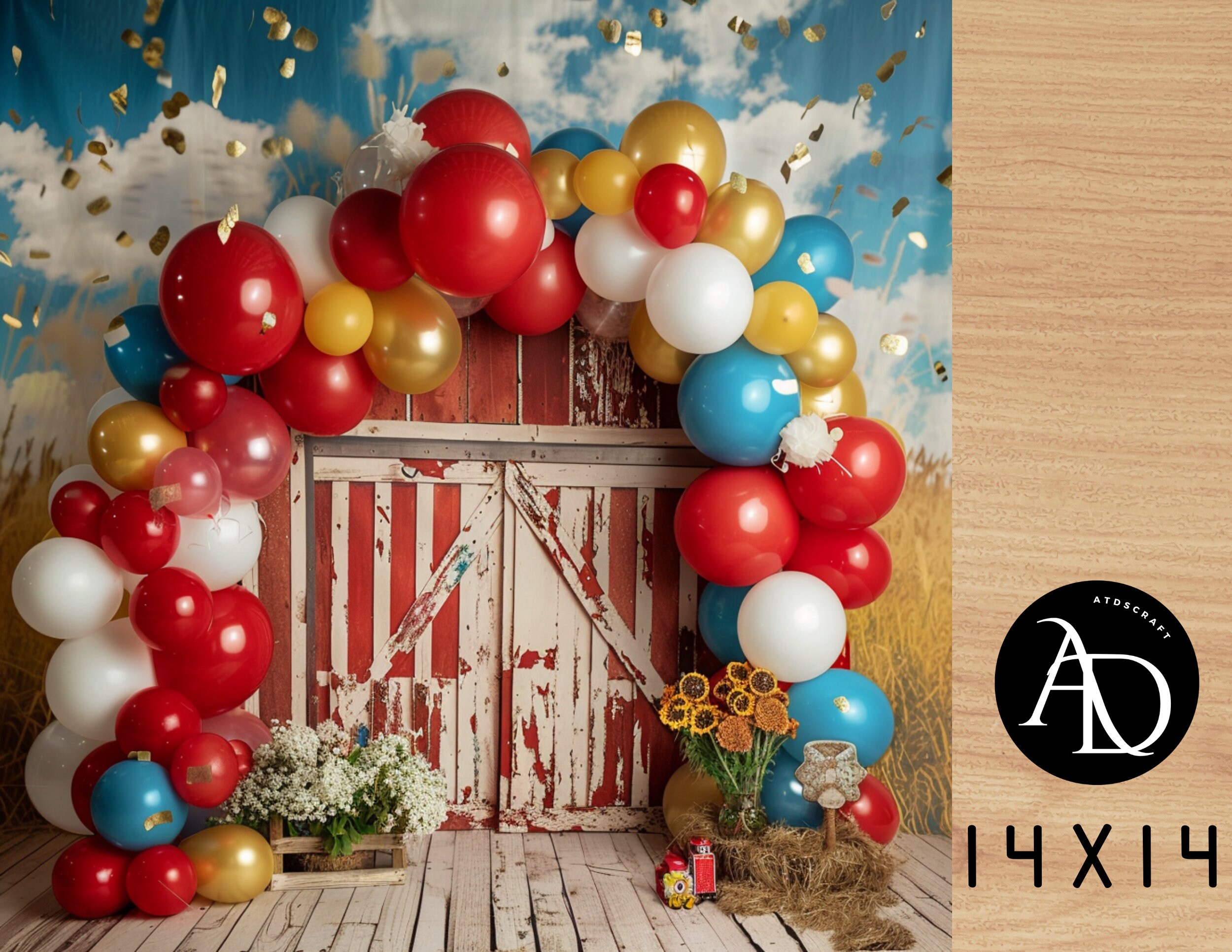 Farm Barn Balloon Arch Digital Backdrops, Child Photography Studio ...