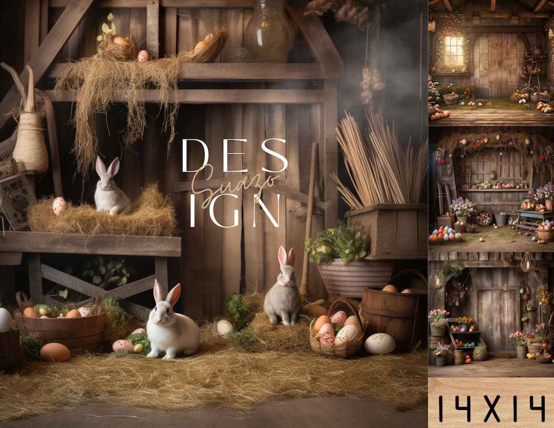 A Rustic Easter Barn CG Backdrop, Easter Background, Easter Bunny ...
