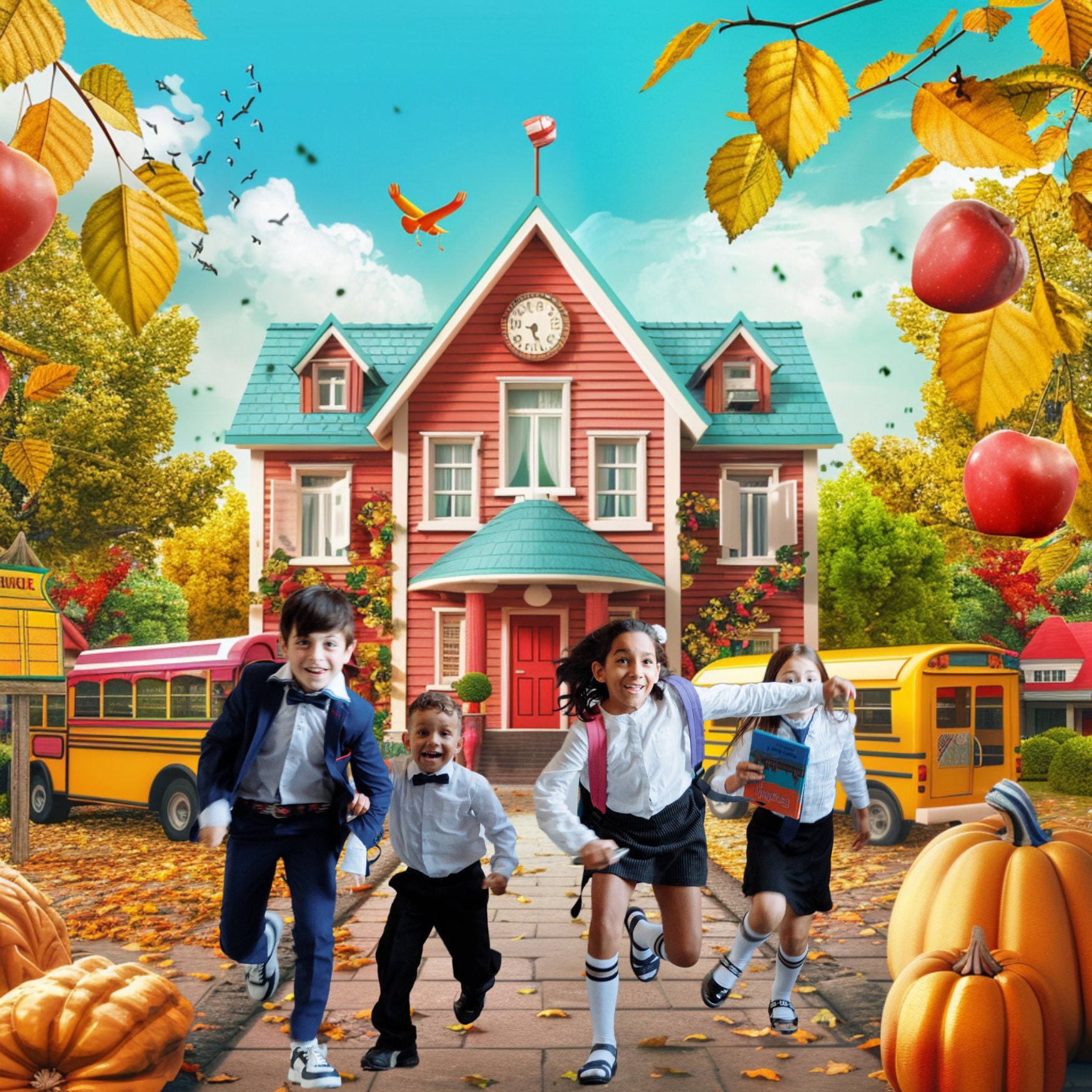 Back to School Backdrop- Back to School Background-digital Background ...