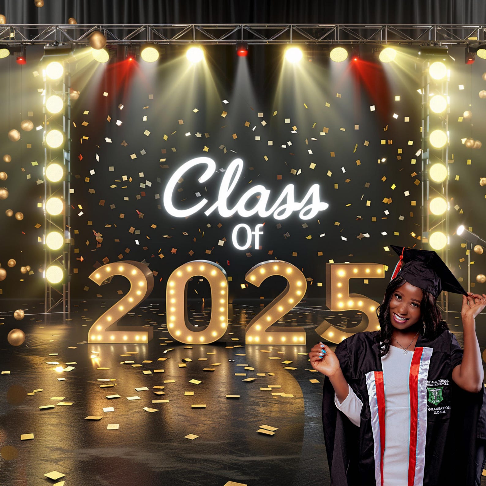 Class of 2025 Stage Graduation Backdrop Bundle | 5 Digital Backgrounds ...