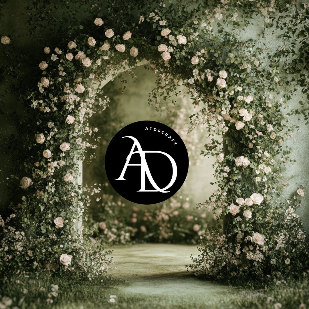 Green Romance Floral Arch Digital Backdrops, Maternity Portrait ...