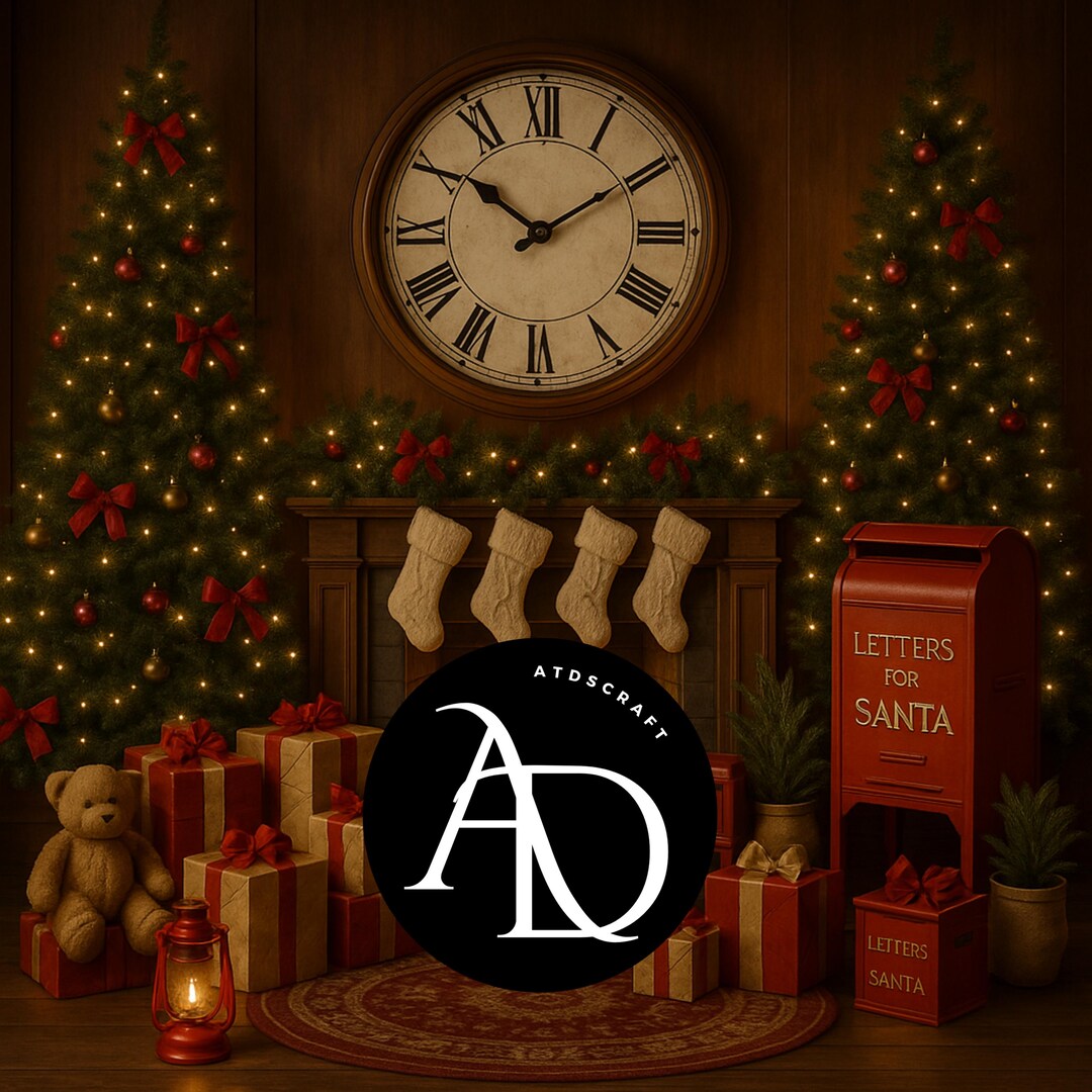 Christmas Fireplace Digital Backdrop | Cozy Holiday Scene With Gifts ...