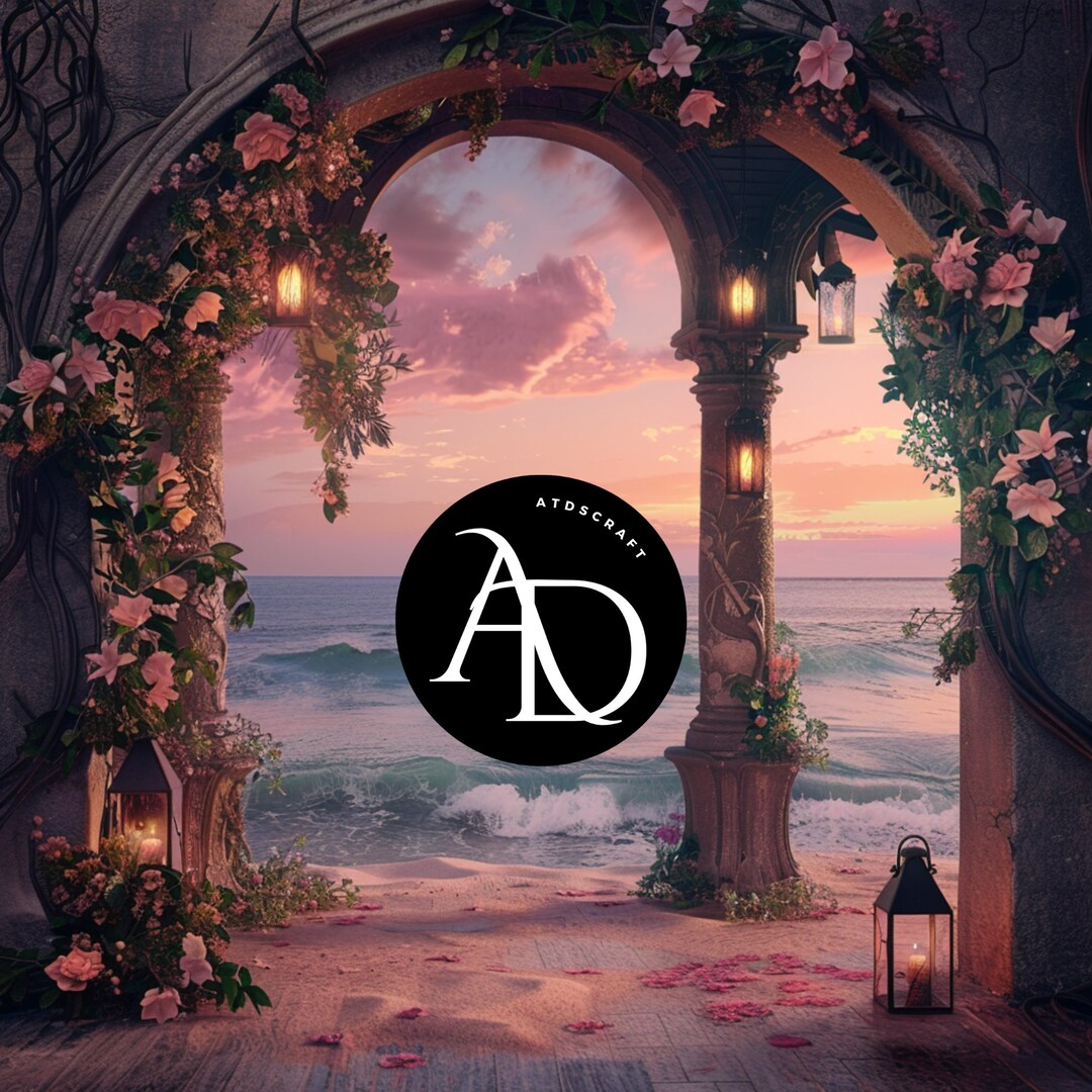 Coastal Digital Backdrop - Oceanside Alcove Digital Background-pink ...