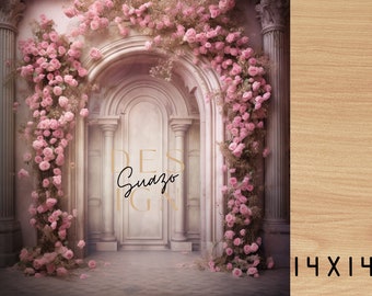 Pink Rose Arch Digital Background, Fine Art Portrait Photography ...