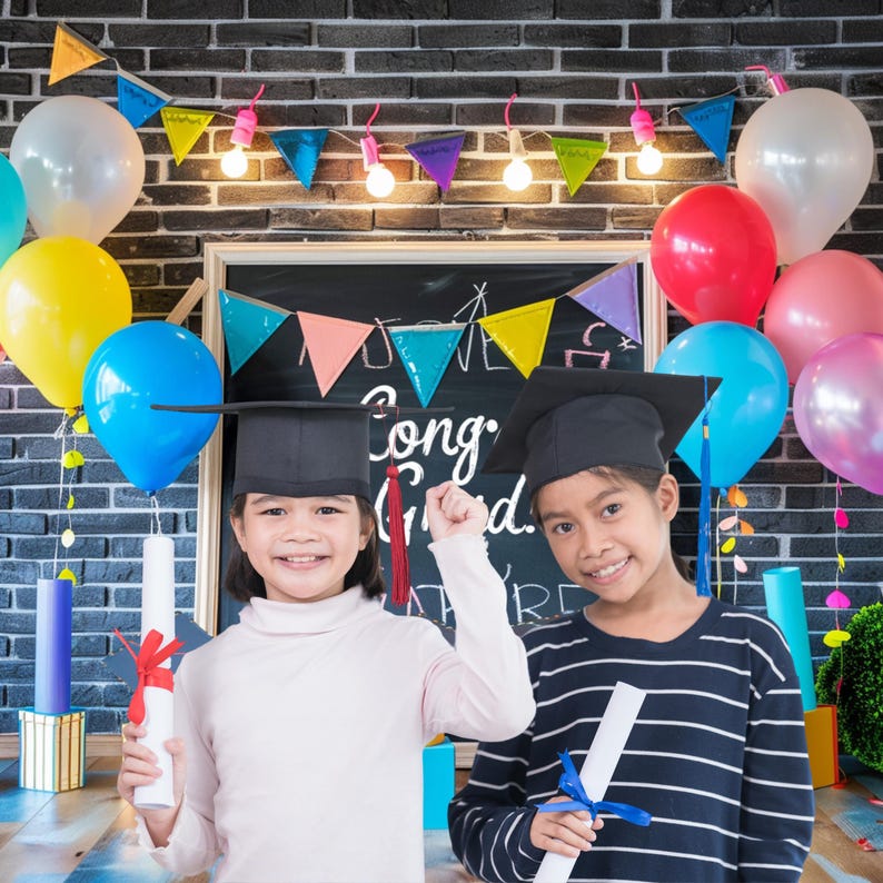 Colorful Graduation Classroom Backdrop Bundle | 5 Digital Backgrounds ...