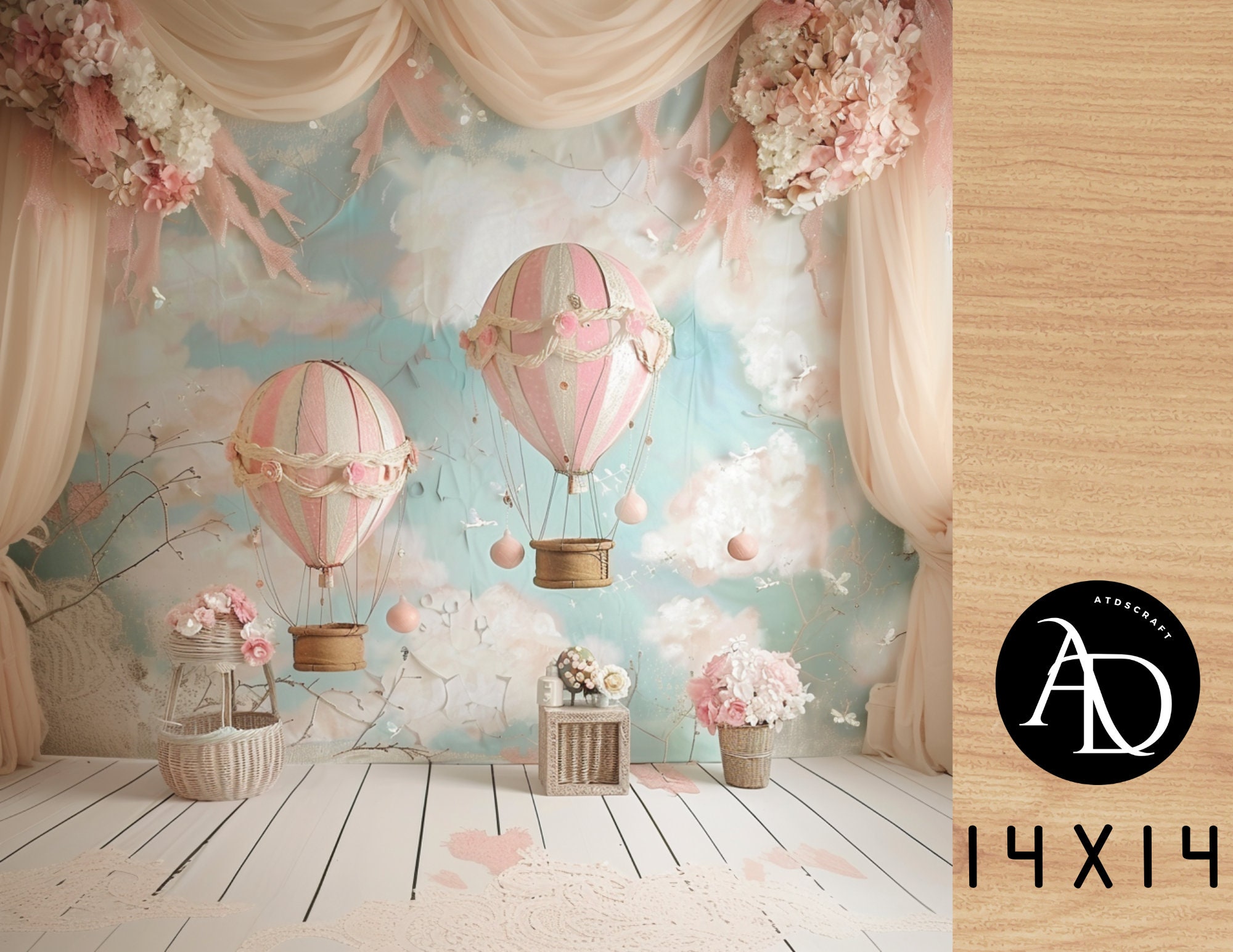 Hot Air Balloon Newborn Backdrop Photo Digital Print Download Instant ...
