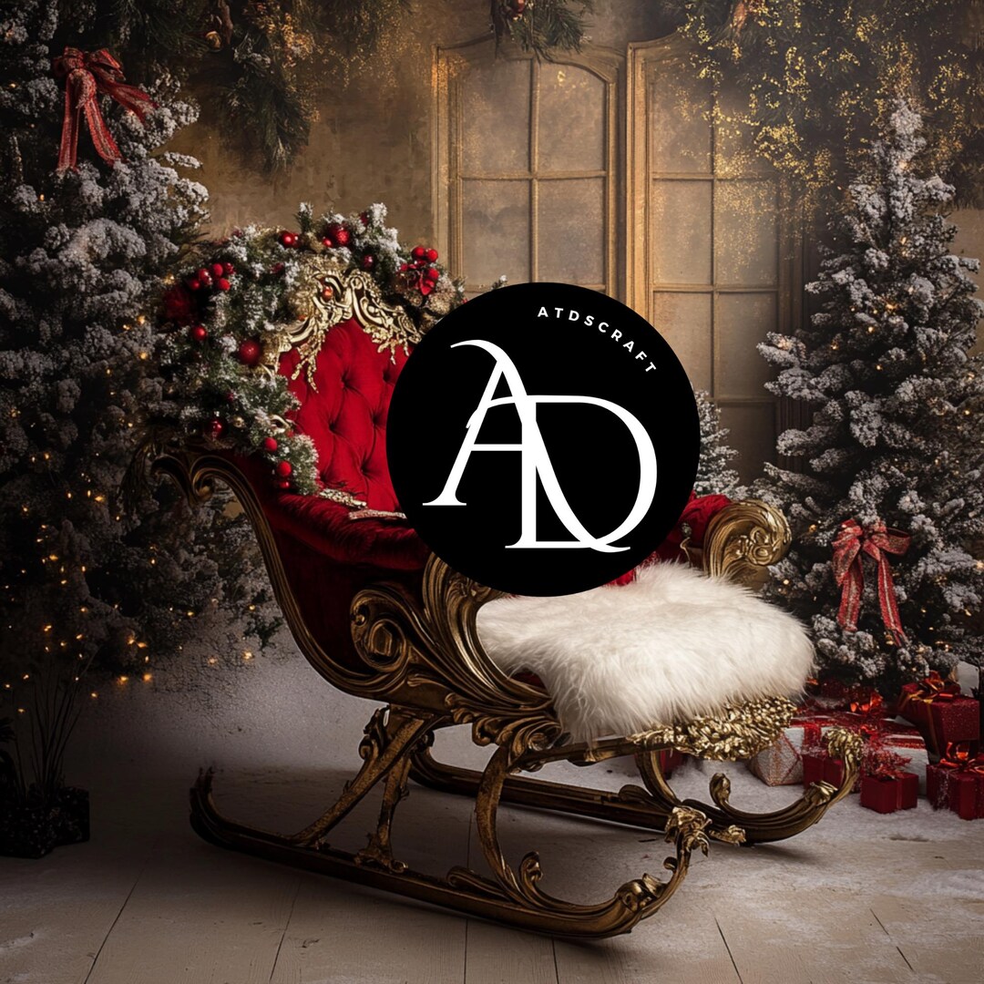 Christmas Sleigh Digital Background - Festive Holiday Composite, Studio ...