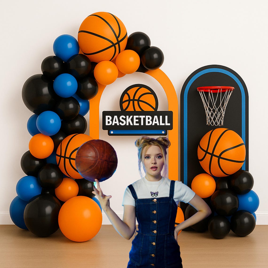Basketball Party Backdrop: Sports Balloons Photo Booth (digital ...