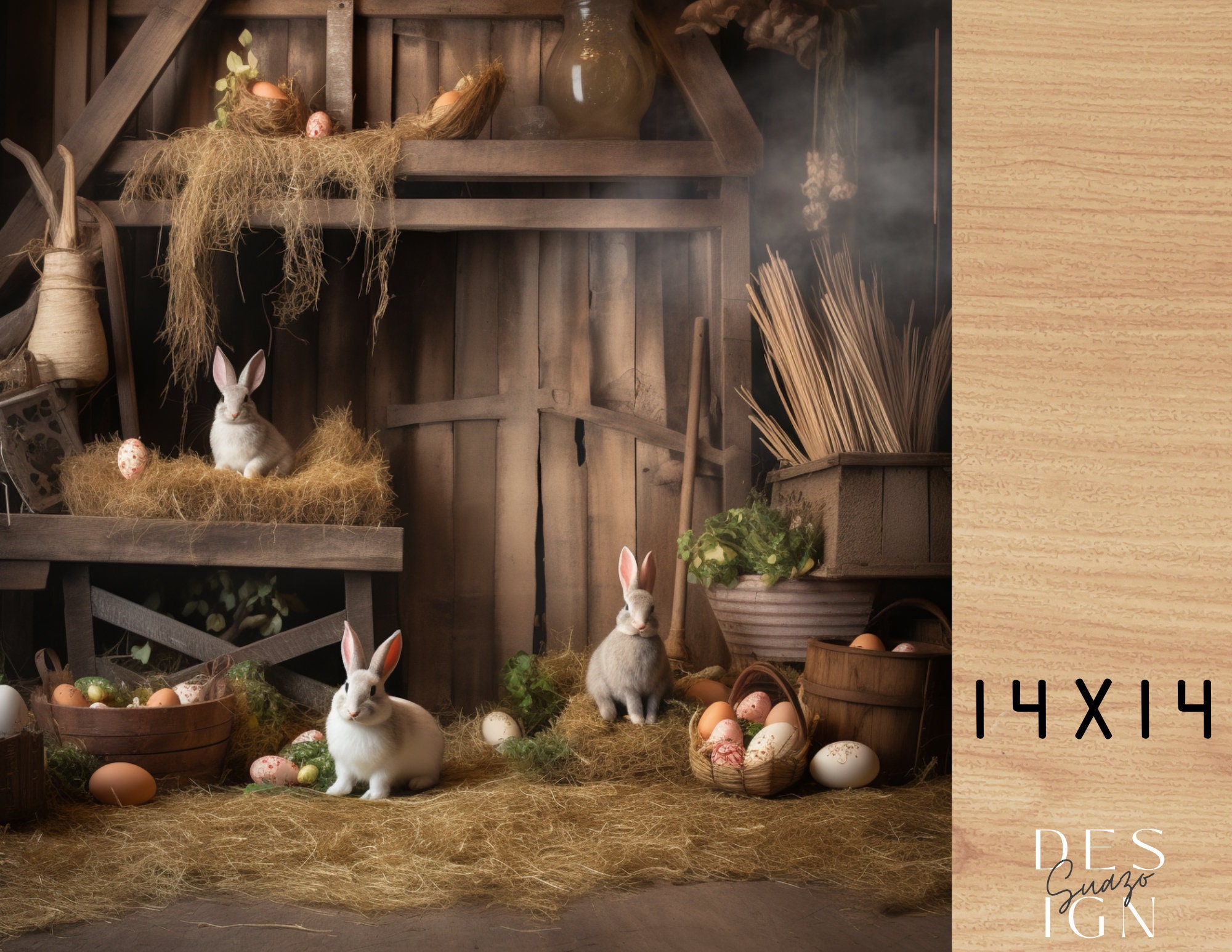 A Rustic Easter Barn CG Backdrop, Easter Background, Easter Bunny ...