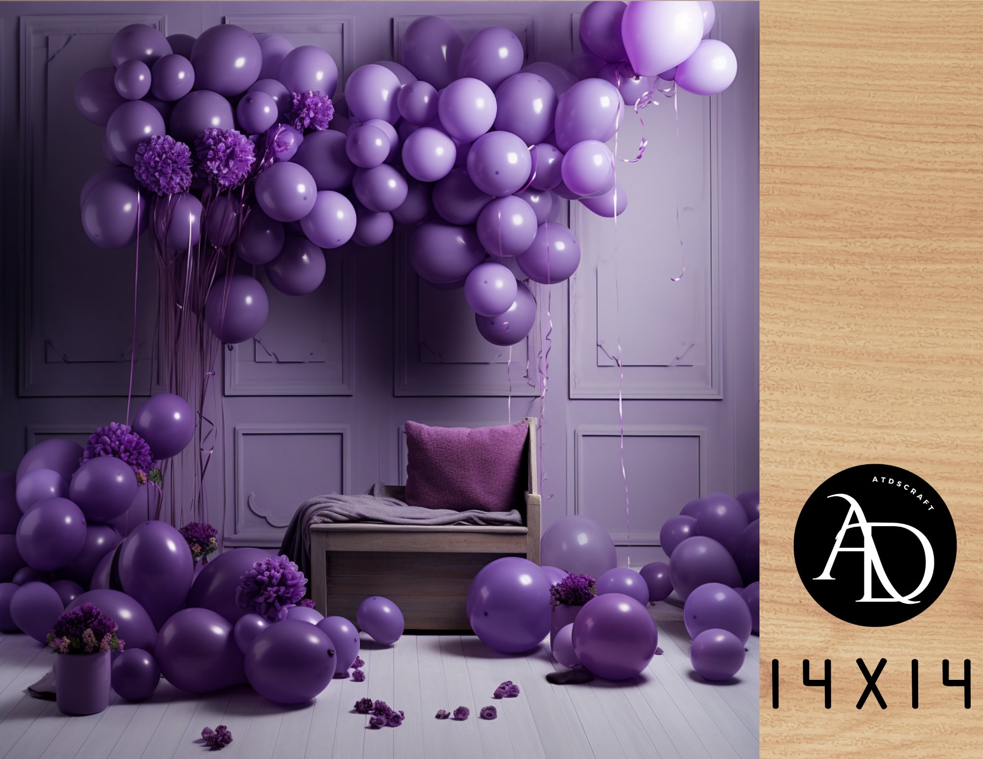 Purple Balloon Room Digital Backdrops, Maternity Backdrop Overlays ...