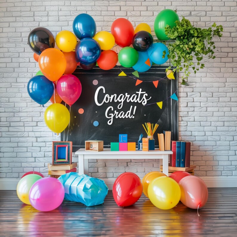 Colorful Graduation Classroom Backdrop Bundle | 5 Digital Backgrounds ...