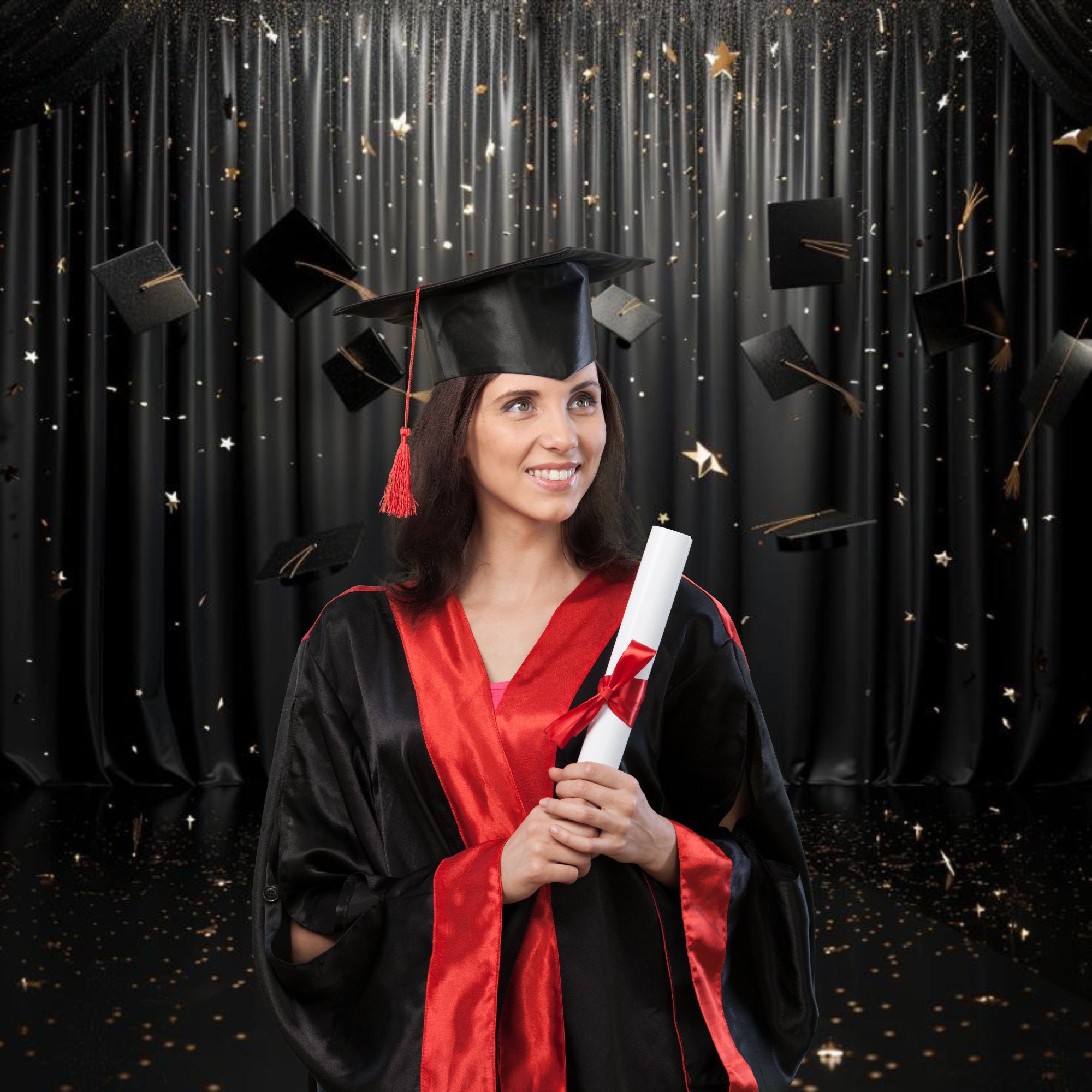 Graduation Studio Photo Graduation Black and Gold Back Ground Ceremony ...