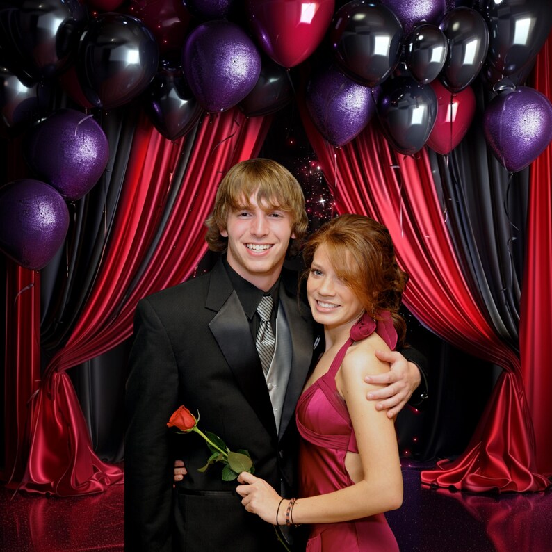 Prom Red Backdrop | Glamorous Party Background | PNG Instant Download ...