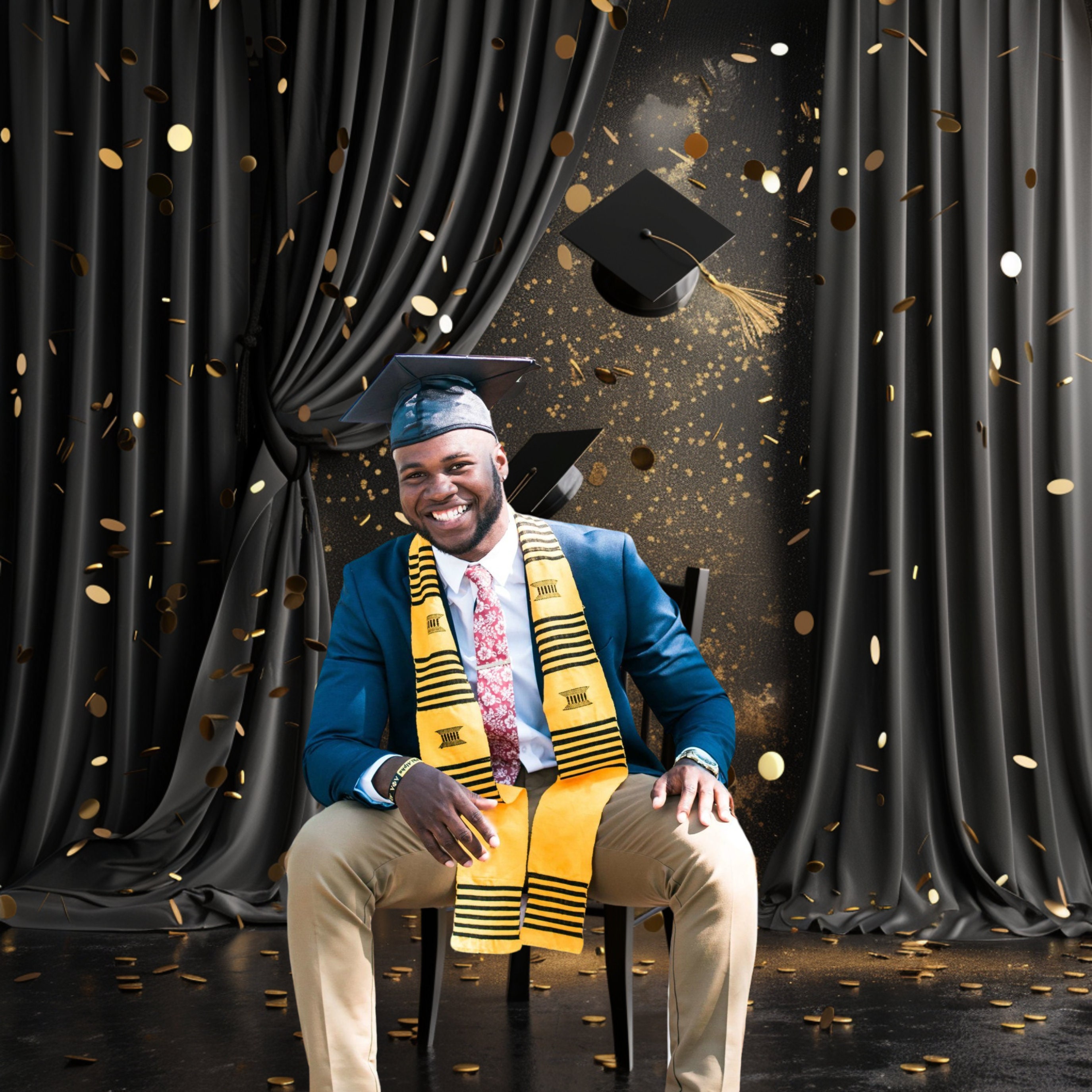 Graduation Studio Photo Graduation Black and Gold Back Ground Ceremony ...