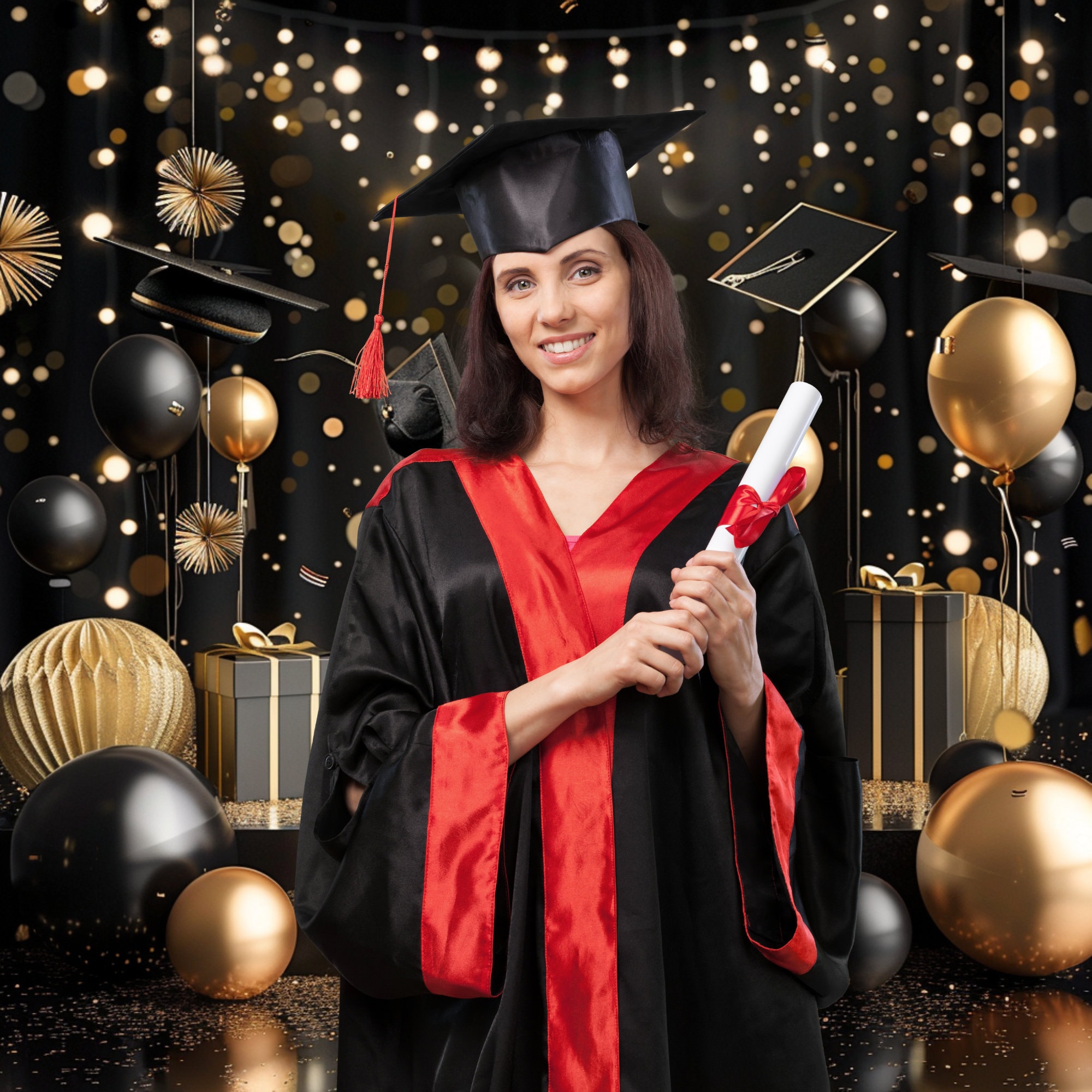 Graduation Studio Photo Graduation Black and Gold Back Ground Ceremony ...