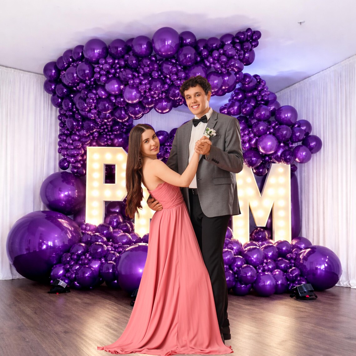 Prom Digital Backdrop Purple Balloon Wall Background, Giant Marquee ...
