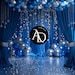 Silver & Blue Balloon Digital Backdrop | Luxury Event Background | Prom ...