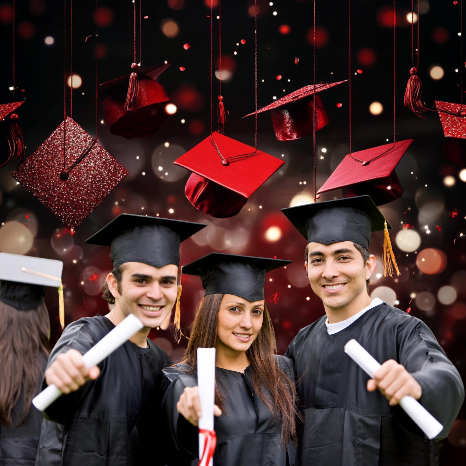 Graduation Studio Photo Graduationred Back Ground Ceremony Background ...