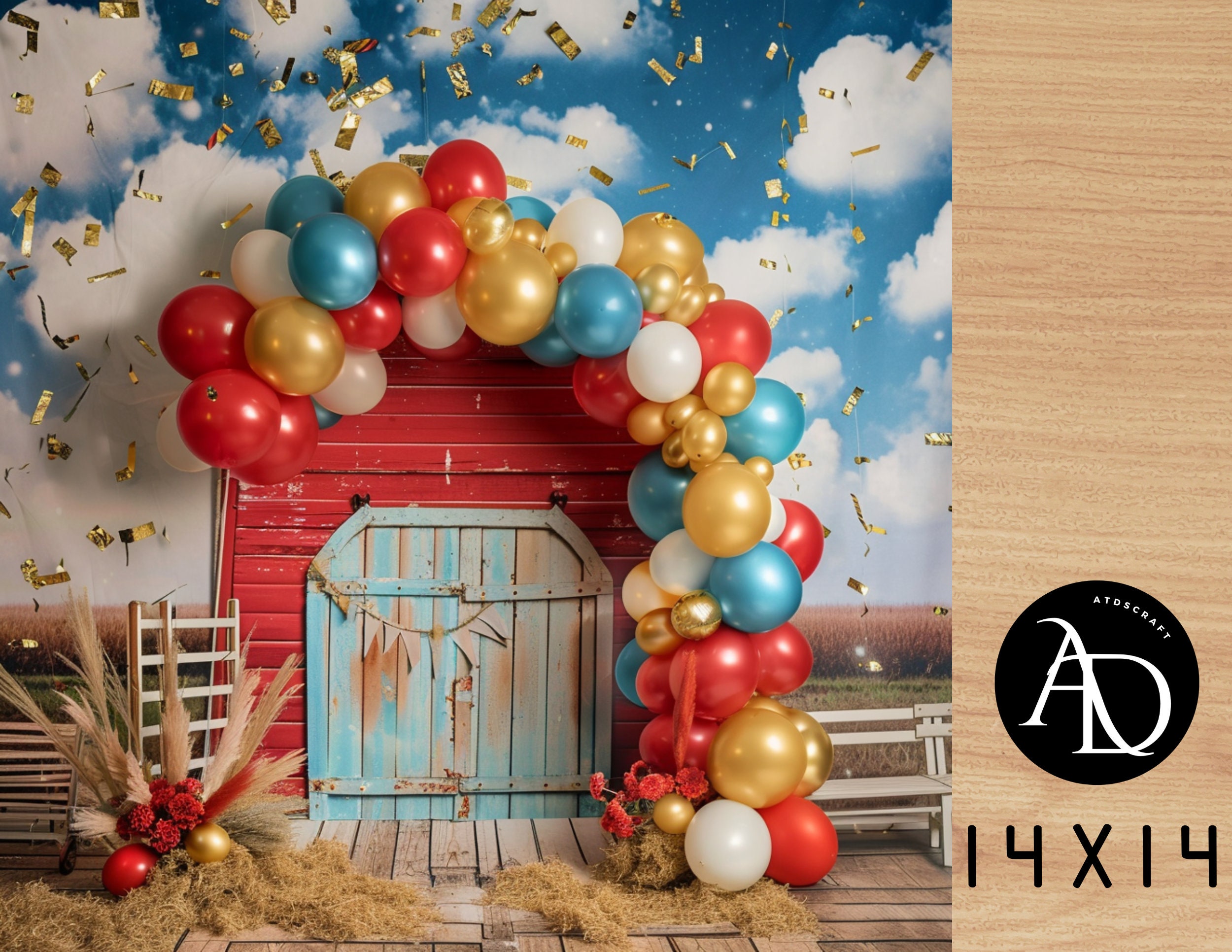 Farm Barn Balloon Arch Digital Backdrops, Child Photography Studio ...