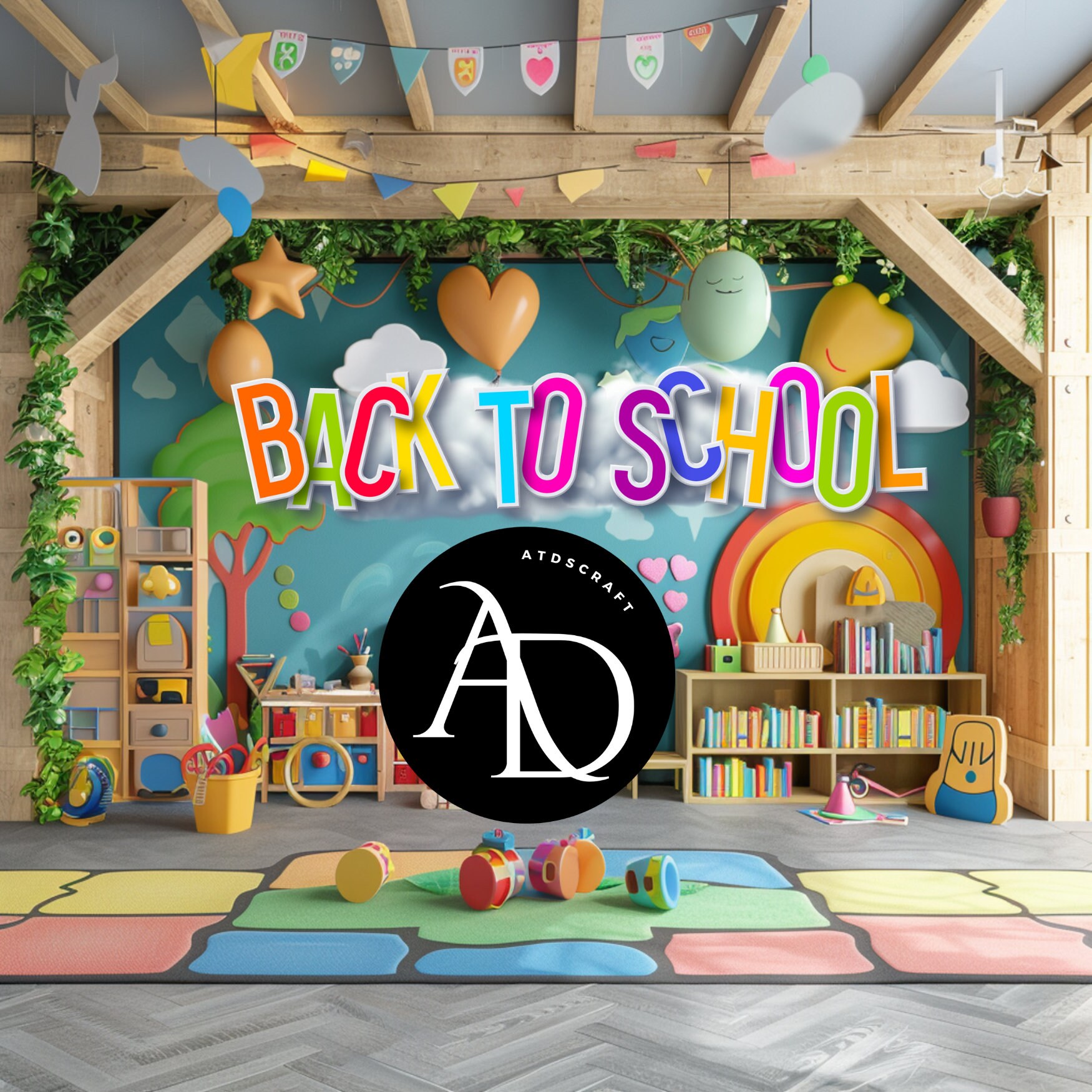 Back to School Backdrop- Back to School Background-digital Background ...