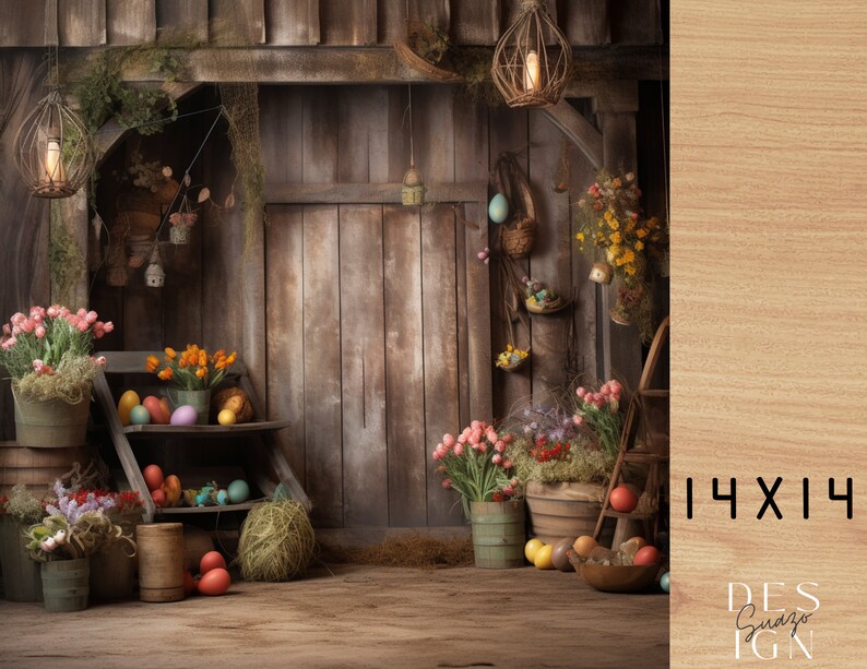 A Rustic Easter Barn CG Backdrop, Easter Background, Easter Bunny ...