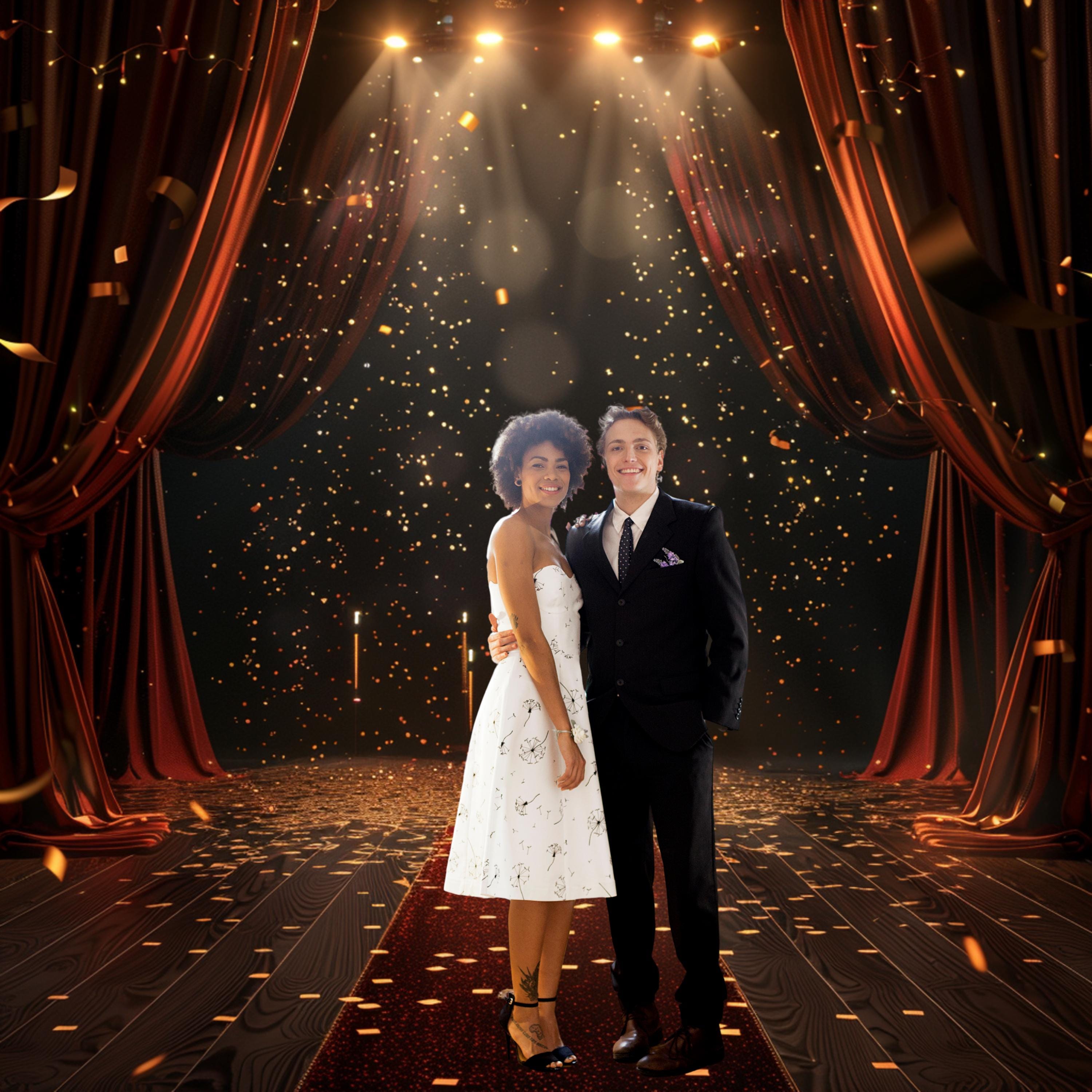 Golden Spotlight Digital Backdrop | Elegant Stage Background | VIP ...