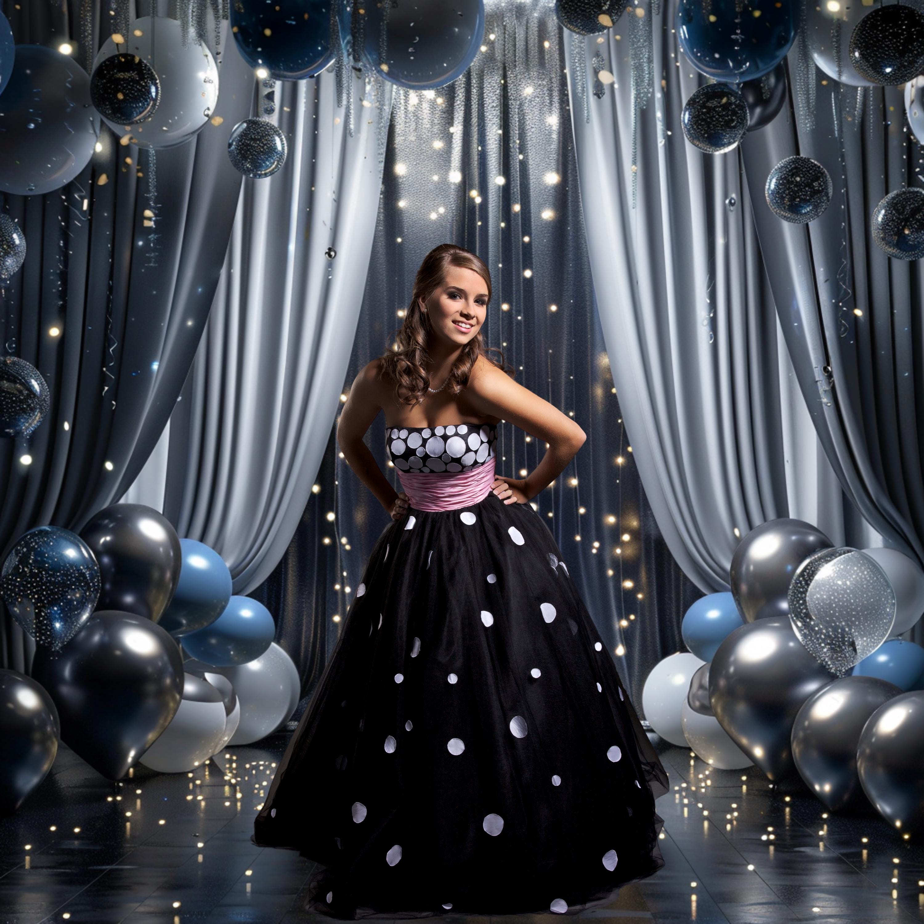 Black & Silver Balloon Backdrop | Elegant Night Party Background ...