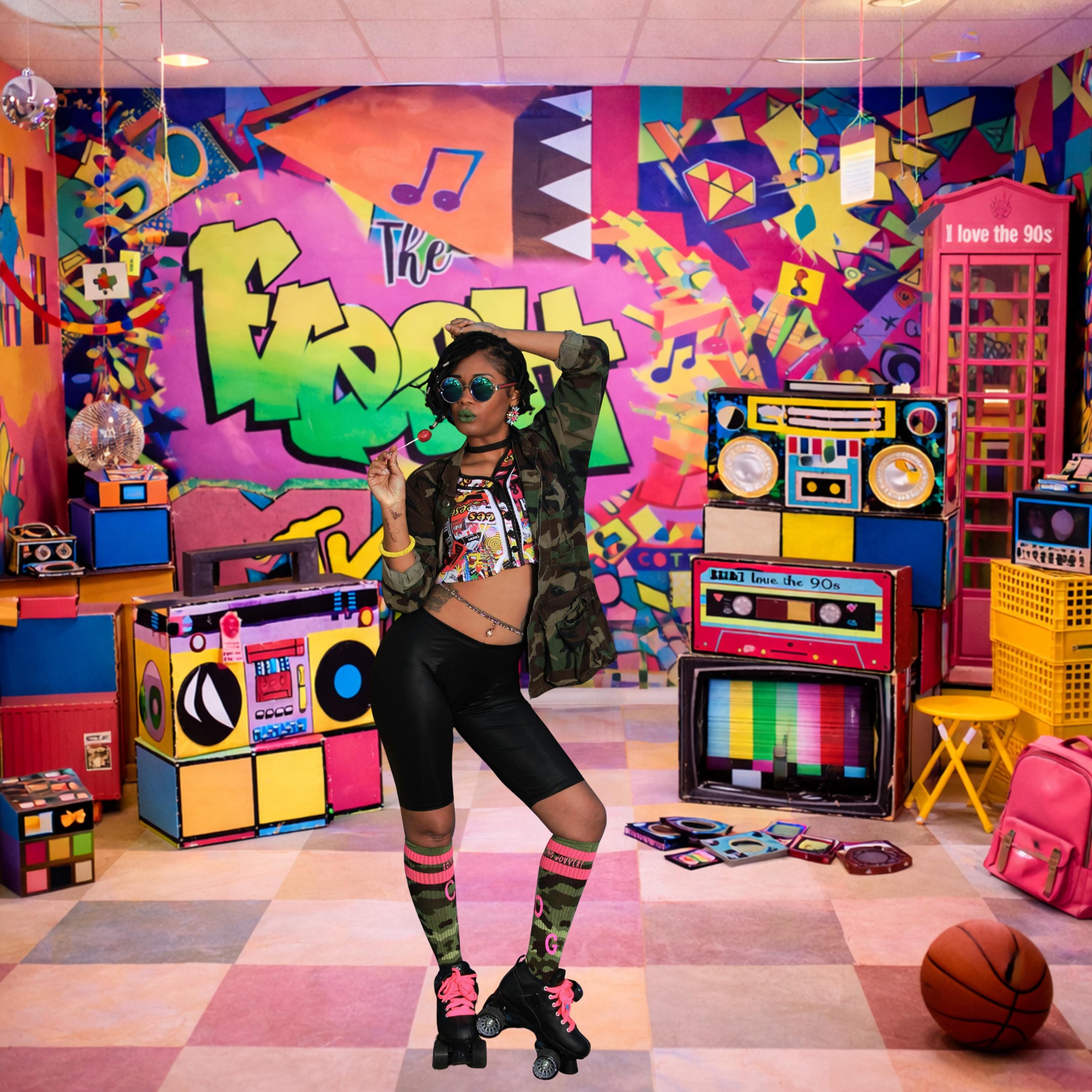 90s Graffiti Studio Backdrop | Colorful Retro Photography Background ...