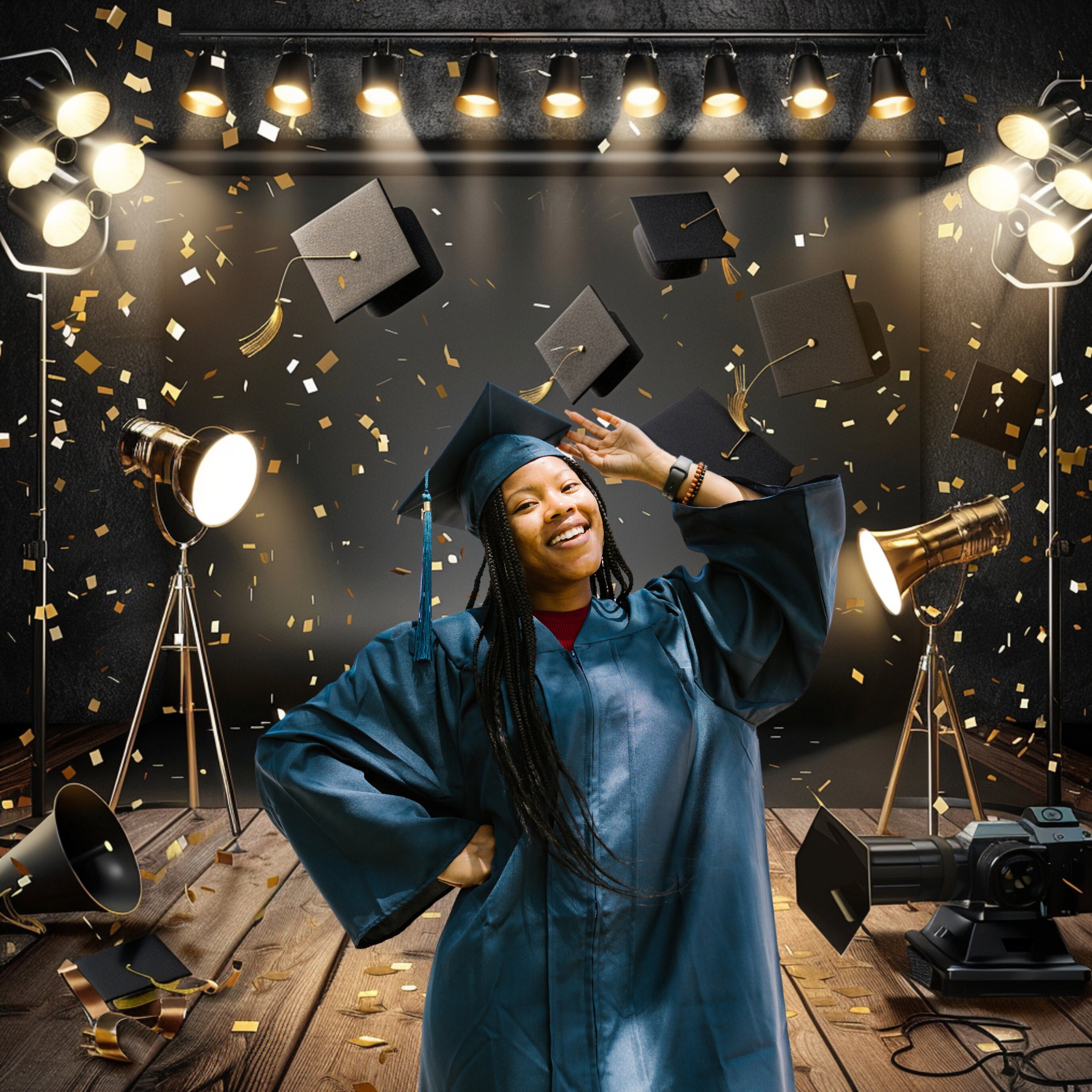 Graduation Studio Photo Graduation Black and Gold Back Ground Ceremony ...