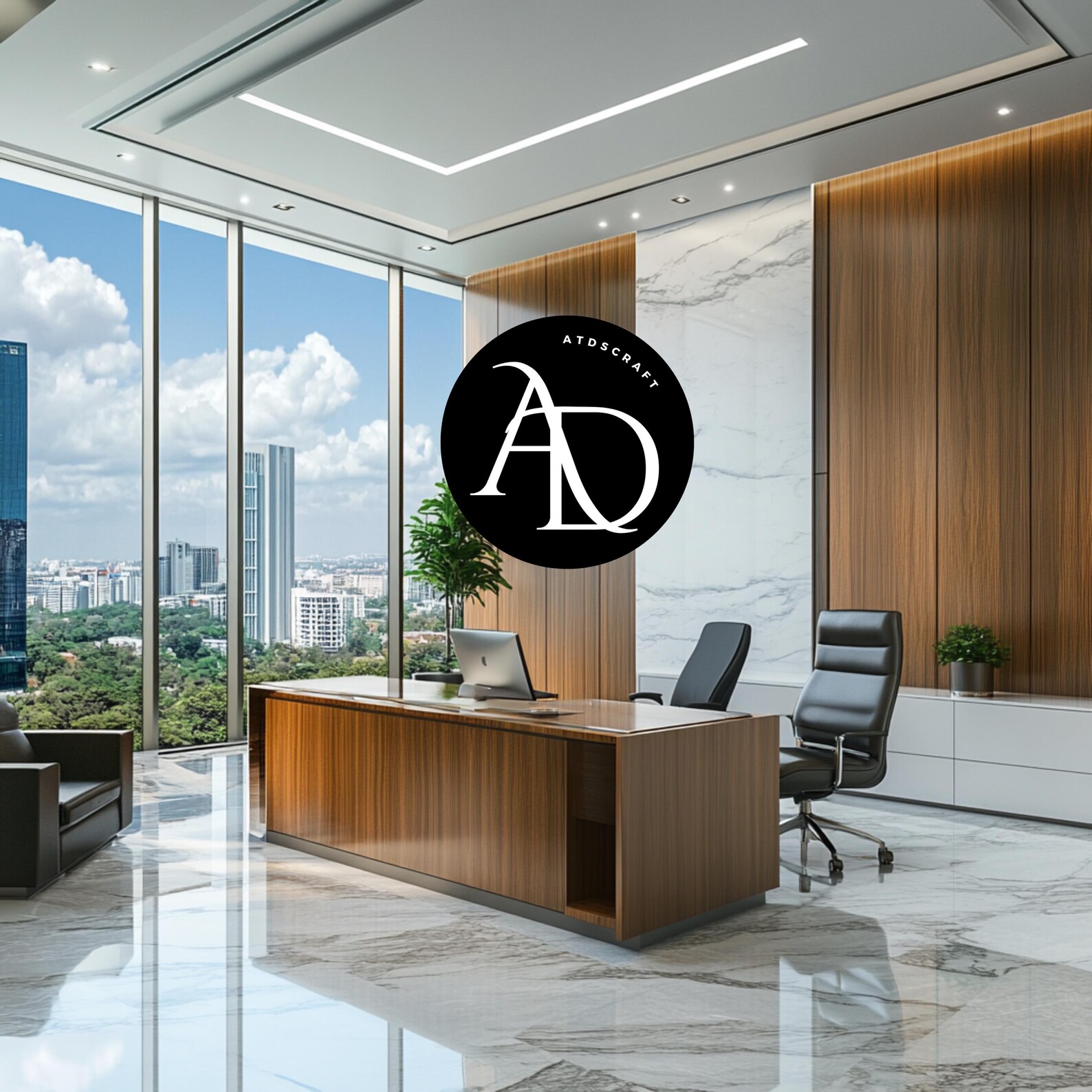 Corporate Lounge Office Digital Backdrop, Zoom Meetings, Professional ...