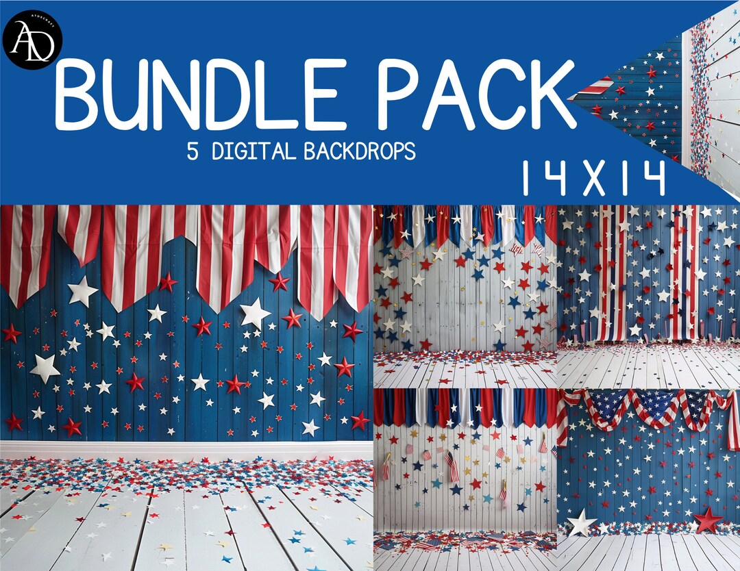 4th of July Backdrops Red White Blue Backdrops Family Kids Portrait ...