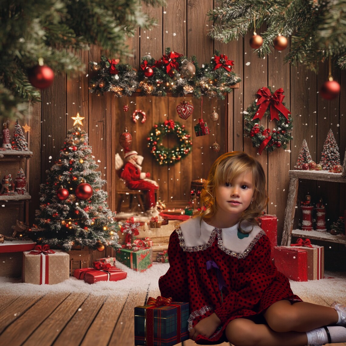 Christmas Studio Digital Background , Studio Christmas Backdrops, Photo ...