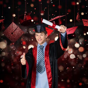 Graduation Studio Photo Graduationred Back Ground Ceremony Background ...