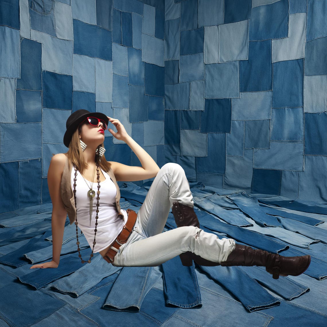 Denim Patchwork Digital Backdrop: Fashion Photography (14x14) (digital ...
