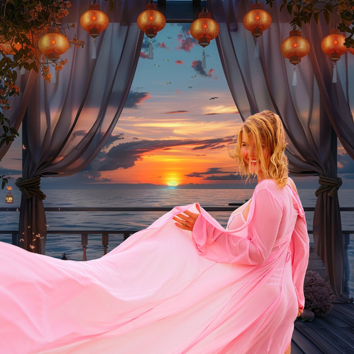 Sunset Desert Palace Digital Backdrop-photoshop Overlays -photo ...