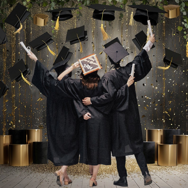Graduation Studio Photo Graduation Black and Gold Back Ground Ceremony ...